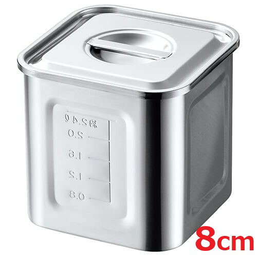 商品情報商品名：18-8 目盛付 角型キッチンポット 8cm 手無商品番号：aa1-1153000JANコード：4560127490017サイズ：8cm容量：約0.46L材質：18-8ステンレスポイント・18-8ステンレスは錆に強く、耐久性...