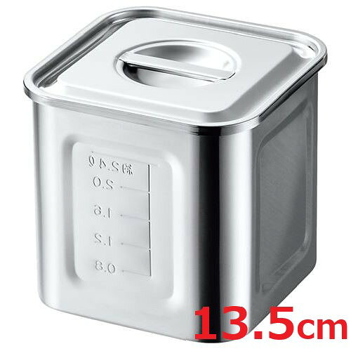 商品情報商品名：18-8 目盛付 角型キッチンポット 13.5cm 手無商品番号：aa1-1153040JANコード：4560127490055サイズ：13.5cm容量：約2.3L材質：18-8ステンレスポイント・18-8ステンレスは錆に強...