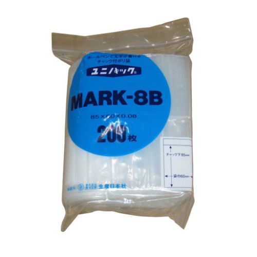 商品情報商品コード：aa1-8049310商品名：ユニパックマーク MARK-8B(200枚入)寸法：幅85奥行60厚さ：008型式：MARK-8Bお届け数(合計)：1商品コメント：●ボールペンで文字が書けます。(白ベタ部分)配送料について...