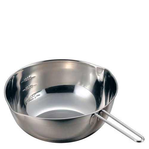 商品情報商品名：18-8 手付ボール(口付目盛付)18cmメーカー型番：3586300JANコード：4513454300306入り数：1サイズ(外形寸法mm)：φ190×H75(ハンドル：123)サイズ(内形寸法mm)：18cm重量：190...