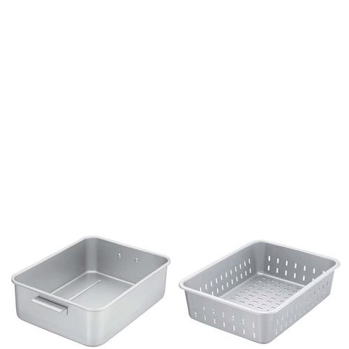 商品情報商品名：アルマイト 深型 水切バットセット 小メーカー型番：5630300JANコード：4571335103781入り数：1サイズ(外寸mm)：370×285×H110サイズ(内寸mm)：-重量：1430g材質：アルマイト配送料につ...