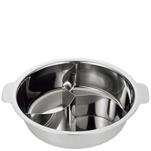 商品情報商品名：UK 18-0 ちり鍋 3仕切 29cmメーカー型番：4020400JANコード：4520785086908入り数：1サイズ(外形寸法mm)：φ335(底径：223)サイズ(内形寸法mm)：φ290 深さ：75重量：1.8k...