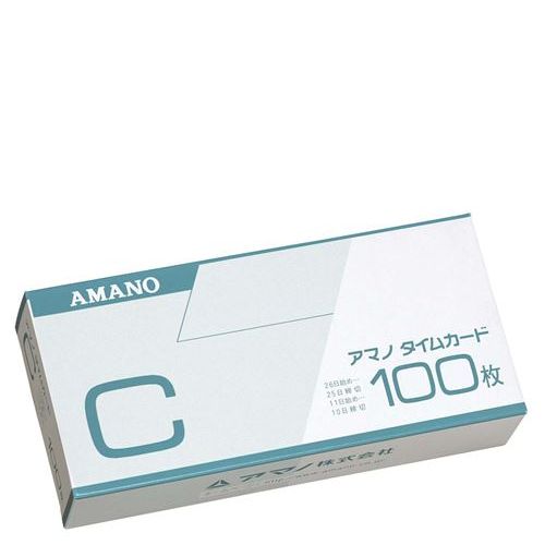 商品情報商品名：AMANO 標準 タイムカード(100枚入)Cカードメーカー型番：6423600JANコード：4946267100038入り数：1サイズ(外寸mm)：パッケージ：90×190×H50サイズ(内寸mm)：-重量：-材質：-検定...