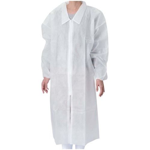 商品情報商品名：不織布 白衣(50枚入)ジッパー付 白 LLメーカー型番：7463720JANコード：4562140151289入り数：1サイズ(外寸mm)：68×57×116(肩幅×袖丈×着丈)サイズ(内寸mm)：-重量：-材質：ポリプロ...
