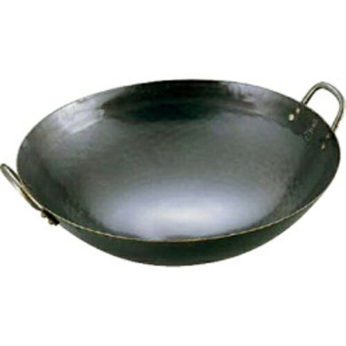 【商品概要】・商品番号 ： aty9345・商品名 ： 山田 鉄 打出中華鍋 45cm・メーカー名 ： 寸法 ： 内径45cm×深さ13cm 板厚1.2mm・容量・重量 ： 重量1.990g・取手リベット止め【商品について】その他の寸法は下...