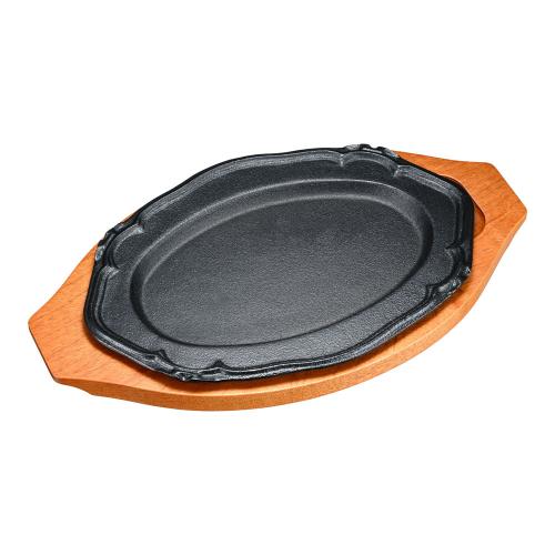 ■商品説明■商品名：(S)ステーキ皿 花型F メーカー品番：9-1861-1401お届け数：1JANコード：4560378690747その他仕様：●(木台)幅×奥行(mm):373×215特記事項：●専用ハンドル(PHV02)#19別売※電...