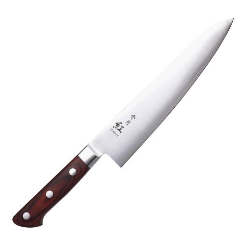 ■商品説明■商品名：令月 紅 牛刀(両刃) CR-006 18cmメーカー品番：9-0327-1801お届け数：1JANコード：4543225040063メーカー品番：CR006その他仕様：●背厚(mm):1.8特記事項：●材質:【刀身】モ...