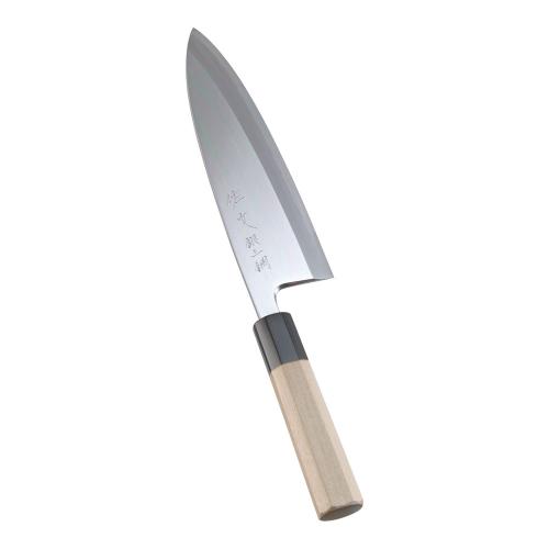 ■商品説明■商品名：SA佐文 銀三鏡面仕上 出刃 19.5cmメーカー品番：9-0297-0702お届け数：1JANコード：4905001016424その他仕様：●背厚(mm):8.2特記事項：●SA 佐文 銀三 鏡面仕上伝統の技が光る彩新...