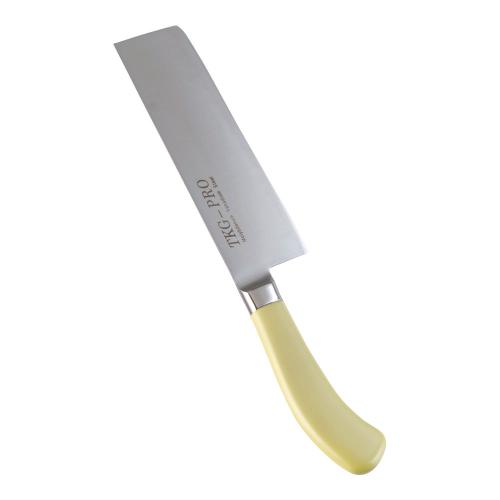 ■商品説明■商品名：TKG PRO 抗菌カラー 菜切庖丁 (両刃) 18cm イエローメーカー品番：9-0334-0404お届け数：1JANコード：4905001120022質量：(kg):3.1カラー：イエローその他仕様：●背厚(mm):...