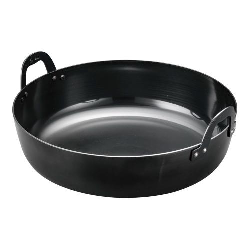 ■商品説明■商品名：SA鉄 厚板揚鍋 42cmメーカー品番：9-0430-0406お届け数：1JANコード：4905001008498その他仕様：●容量(L):10.0サイズ：●深さ(mm):104●板厚(mm):3.2●質量(kg):5....