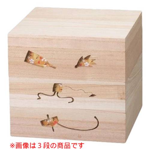 商品情報商品名：お重箱 6.5寸 松竹梅 透かし白木重 赤 2段メーカー名：福井クラフト外径寸法：幅208×奥行208×高さ142(mm)1段内径寸法：幅190×奥行190×高さ45(mm)重量：蓋115g/親1段(本体)206g材質・素材...