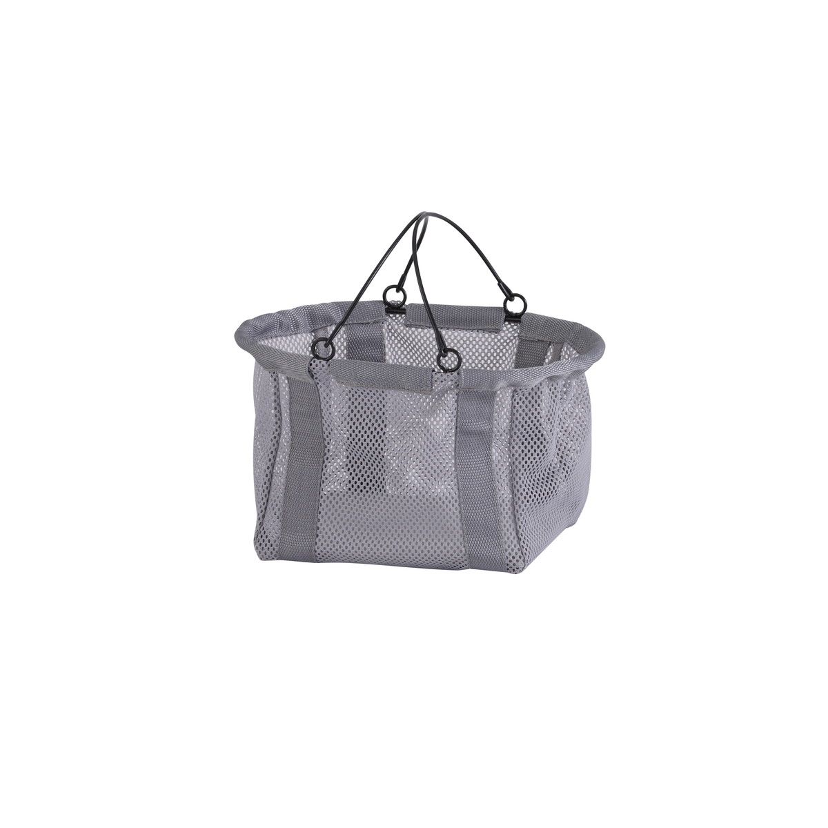 【サイズ】W30×D21×H26cm(取手を持った時)【ブランド】アビテ素材：表生地：ポリエステル　ハンドル：アイアン　底板：不織布、厚紙コンパクトにたためるメッシュバスケット【はなどんやお取り扱い商品について】■はなどんや掲載商品には、在...