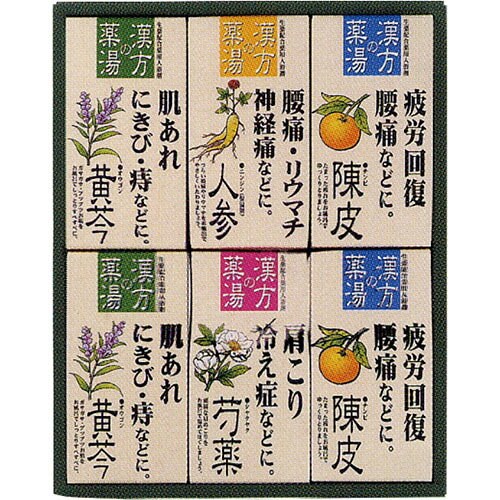 薬用入浴剤ギフトセット医薬部外品。生薬成分が温浴効果を高めて血行を促進し、腰痛・肩こり・冷え性・肌荒れなどにも効果があります。漢方の力で身体ポカポカ、お肌つるつる。漢方薬に使われる薬草=生薬が身体を芯から温めて、やさしくいたわります。●セッ...