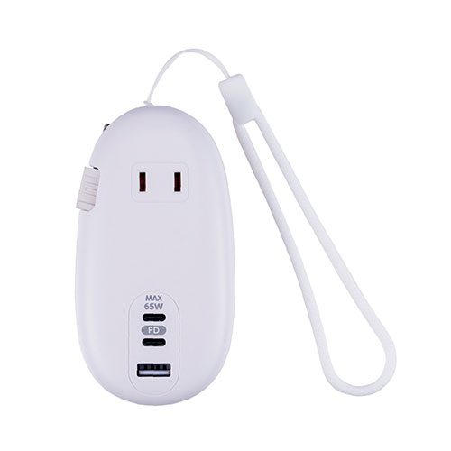高速充電規格USB PD(65W)に対応、携帯に便利なモバイルUSB-ACタップ●大容量の65W出力対応!パソコンからスマホまでこれ一台で充電可能 65W までの USB PD に対応したコンパクトな AC アダプタです。 ノート PC と...