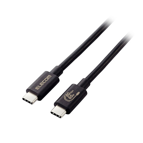 USB 80Gbps(USB4 Version2.0)認証ケーブル 従来の2倍のスピードを実現 ブラック■最大80Gbpsの超高速データ転送が可能。従来のUSB 40Gbps(USB4 Version1)の2倍の速度で、接続した機器間のデー...