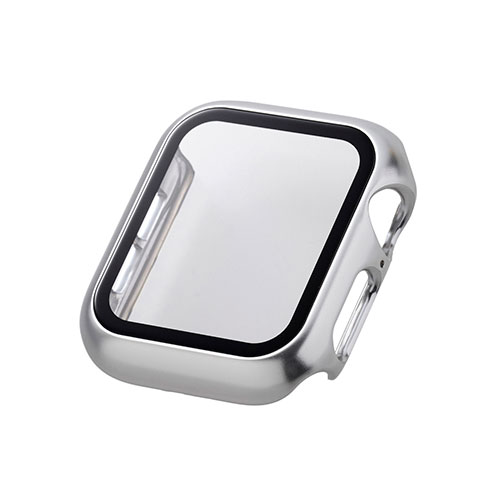 Apple Watch SE (第2世代)、SE、Series 6/5/4 (40mm) フルカバーケース プレミアムガラス 高透明 メタリックシルバー■艶やかなガラスとポリカーボネート樹脂で、Apple Watch本体を傷や汚れから守るA...