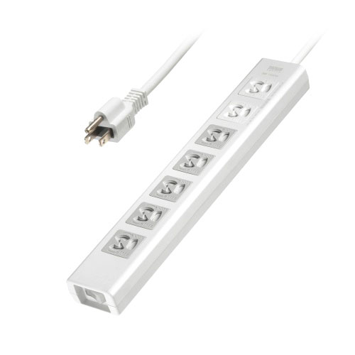 3P抜け止め7個口、5個口連動集中スイッチ、マグネット、シャッター付き。3m。●集中スイッチで5個口をオン/オフすることができます。2個口は常時通電口(差込口が白色)となっており、常に通電している機器の接続に便利です。 ●差込口は、3P抜け...