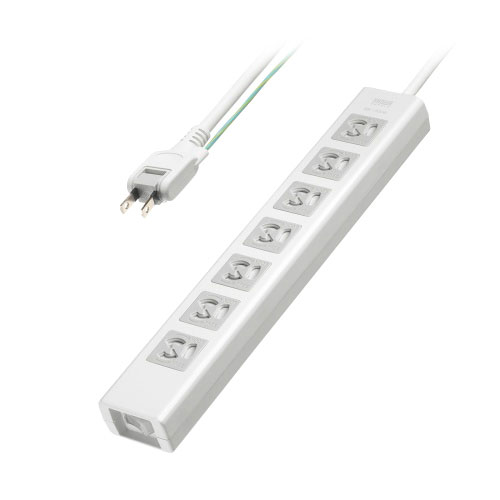 3P抜け止め7個口、集中スイッチ、マグネット、シャッター付き、雷ガード付きタップ。2m。2Pスイングプラグ。●集中スイッチで7個口を一括でオン/オフすることができます。 ●差込口は、3P抜け止めシャッター仕様の7個口タップです。 ●プラグは...