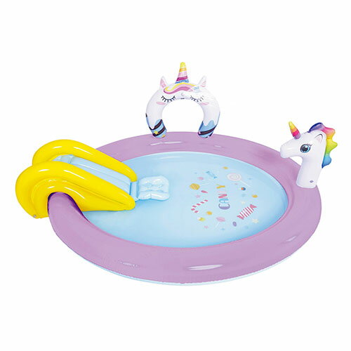 シャワーと滑り台が付いた、ユニコーンがモチーフの楽しいプール!シャワーはご家庭のホースを接続してご使用ください。(ホース内径15mm)・ふくらましサイズ : 約195×155×79cm(滑り台・装飾含む) ・素材 : PVC(塩化ビニール)...