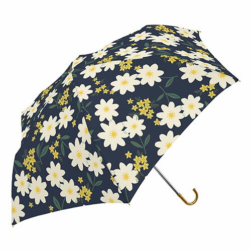 風に強い設計の軽量耐風ミニ傘白い大きめのお花プリントに、アクセントで小さめのお花を組み合わせた、大人かわいいデザインの折りたたみ雨傘です。 共袋のネームバンドにはシリーズ共通の金糸の花モチーフ刺繍&花モチーフのホックボタン付きになっています...