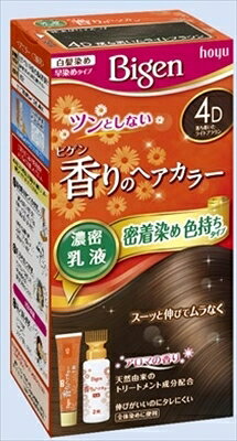 ■商品紹介商品番号：ns-hr-4987205052439ビゲン香りのヘアカラー乳液が「染まり」と「色持ち」をアップして新登場！濃密乳液が髪全体に伸びて密着染め。色持ち成分配合。日にちが経っても髪色キレイ！ツンとしないほのかなアロマの香りの...