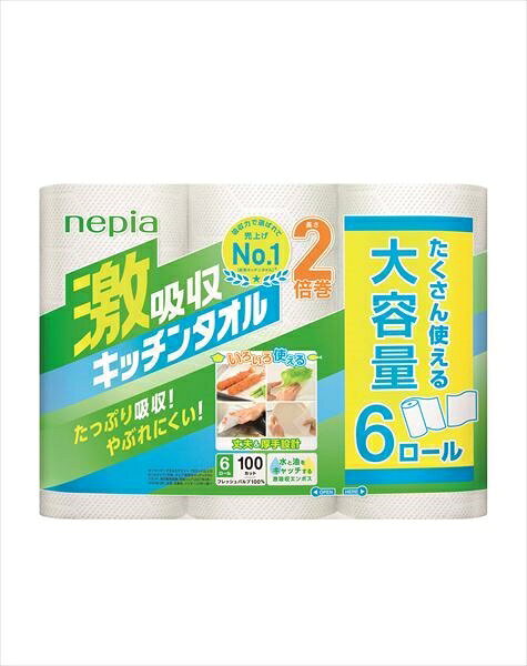 ■商品紹介商品番号：ns-hr-4901121335414●たっぷり使える大容量600カット（6ロール1パックあたり）●厚手タイプで水や油をたっぷり、すばやく吸収●開封後も清潔に保管できるしまいジョーズつき●フレッシュパルプ100％製品です...