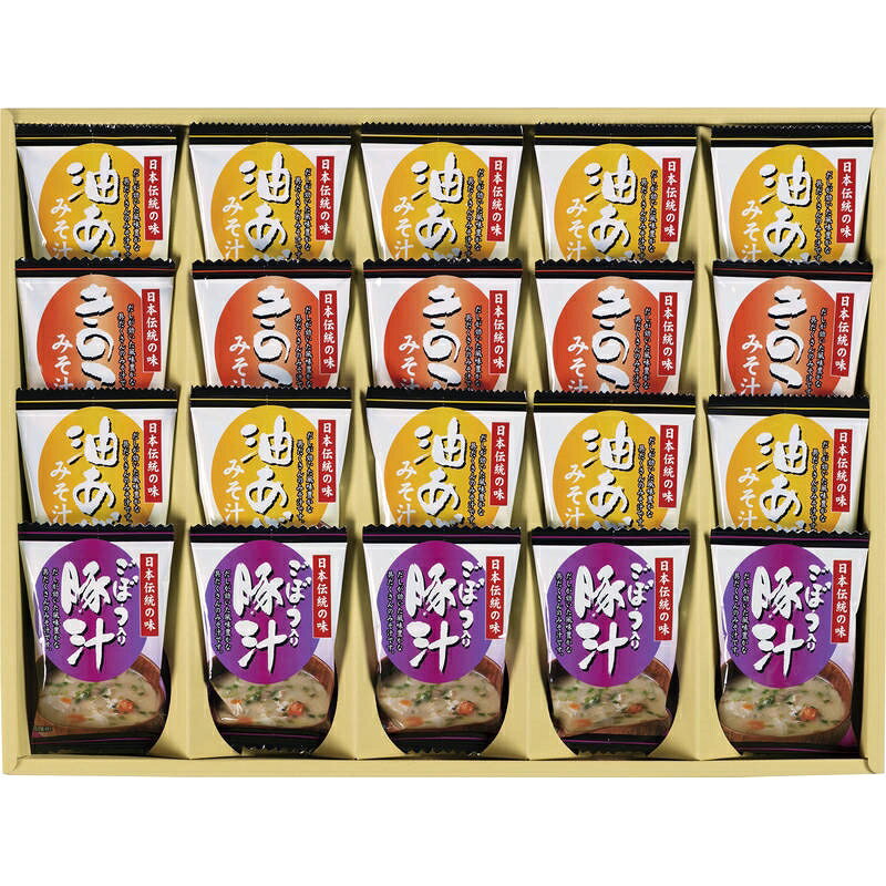■商品紹介商品番号：ns-sq-r5565-r06お味噌汁3種詰合せ お湯を注ぐだけでおいしさそのままのおみそ汁の詰め合わせです。 豚肉と野菜の旨味とごぼうの食感がマッチしたコク深い”豚汁” 3種のきのこを使い、米みそと豆みそをブレンドした...