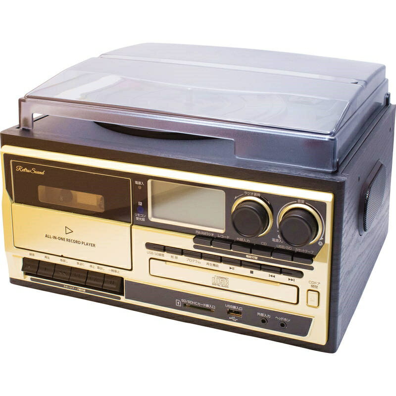■商品紹介商品番号：ns-sq-f5084-r07レコードプレーヤー／CDラジカセ／デジタル・プレーヤーが1台に！温かい音色を奏でる木製キャビネットの筐体は設置場所に困らないスピーカー内蔵のコンパクト設計。■サイズ・容量・規格【パッケージサ...