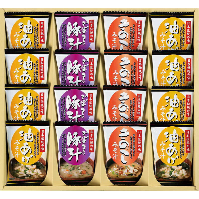 ■サイズ・容量・規格【パッケージサイズ】350×40×320mm【内容】お味噌汁×12（油あげ×8、きのこ×4）、豚汁×4【アレルゲン】小麦【生産国】日本【パッケージ形態】化粧箱入■注意事項■こちらの商品はメーカー直送品となります。■メーカ...