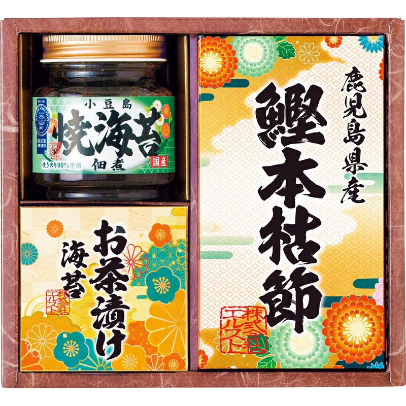 ■商品紹介商品番号：ns-sq-r6591-r01和食ならではの繊細な味を詰合せた食卓にあると嬉しいギフトセットです。■サイズ・容量・規格【パッケージサイズ】180×75×170mm【内容】焼きのり入佃煮：85g・鰹本枯節：2.5g×3P・...