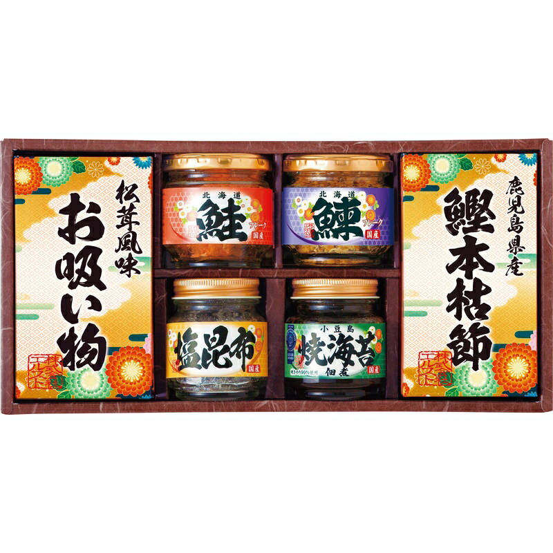 ■商品紹介商品番号：ns-sq-r6591-r04和食ならではの繊細な味を詰合せた食卓にあると嬉しいギフトセットです。■サイズ・容量・規格【パッケージサイズ】340×75×175mm【内容】焼きのり入佃煮：85g・鰹本枯節：2.5g×3P、...