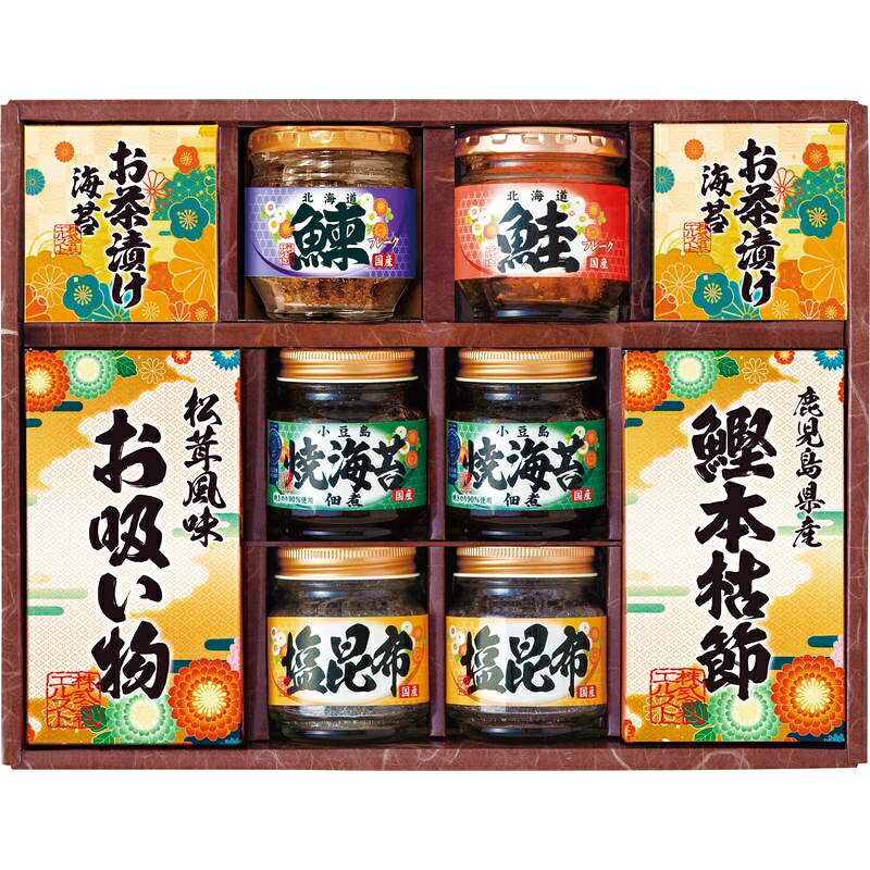 ■商品紹介商品番号：ns-sq-r6591-r06和食ならではの繊細な味を詰合せた食卓にあると嬉しいギフトセットです。■サイズ・容量・規格【パッケージサイズ】330×75×255mm【内容】焼きのり入佃煮：85g×2、鰹本枯節：2.5g×3...