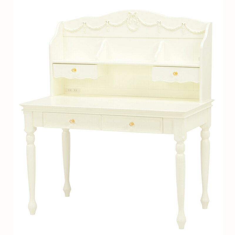 ■商品紹介二口コンセントやA4対応の引出し、キュートなリボンレリーフとクリスタルの取っ手が可愛い学習机。■ 2口コンセント付■ 組立式■サイズ(約)幅110×奥行60×高さ129cm■素材主材:マホガニー、MDF■注意事項■こちらの商品はメ...