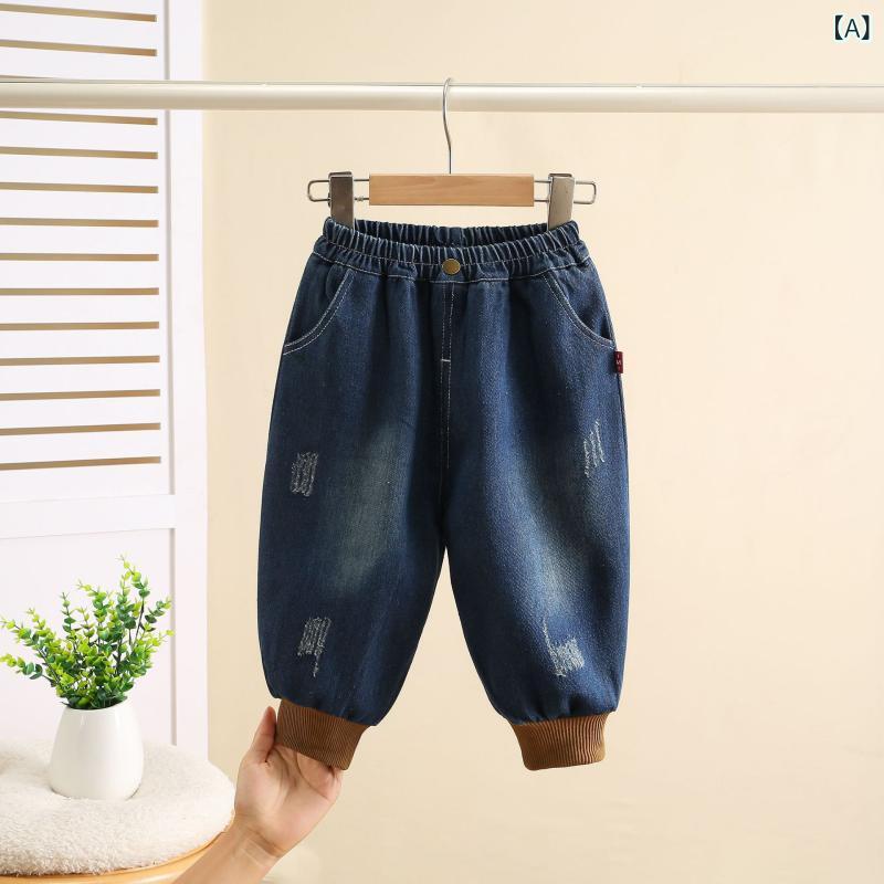 ・カテゴリ: 子供服（パンツ）・アイテム: デニムパンツ・スタイル: カジュアル・主な素材: 綿75%・生地: デニム・生地加工: 柔軟加工・デザイン要素: カートゥーン、トレンド・丈: 長ズボン・ウエスト: ミッドライズ・ウエスト仕様: ...