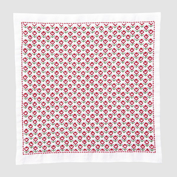 一目刺しの花ふきん お花畑 商品詳細 一目刺しの花ふきんに4種の新柄登場。「刺して、くぐる。」楽しい刺し子の技法です。大切な人を想う気持ちから生まれた刺し子の伝統模様のひとつ、「くぐり刺し」模様が現れるごとに心躍る美しい模様の数々をお楽しみ...