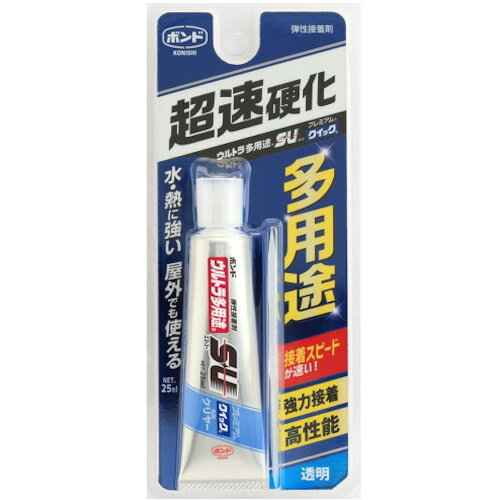 詳細説明【特長】・無溶剤で環境に優しい、シリル化ウレタン樹脂系接着剤。・屋内、屋外、凹凸面、水回りでの接着と補修に。（おもちゃ、バッグ、靴、家具、家電製品、手芸、工作）・水、熱、衝撃に強く、屋外でも使え、接着スピードが速い。【使用方法】（1...