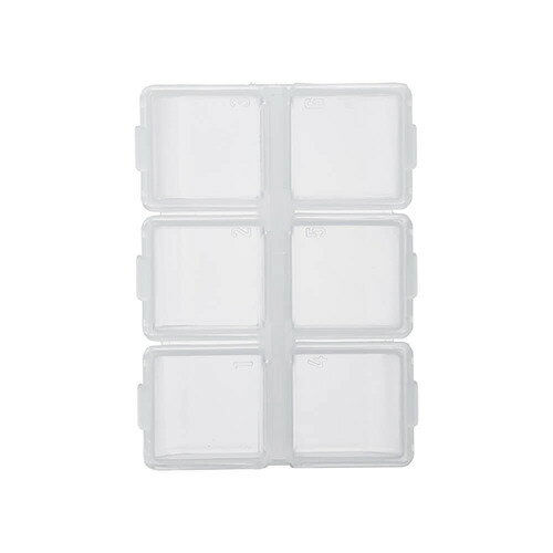 詳細説明【特長】・薬の管理や旅行の携帯に便利な、小物入れ6マスです。&nbsp;商品仕様（スペック）本体サイズ（約）：幅85×奥62×高10mm重量（約）：22g素材：ポリプロピレン旅行に便利な6マスの小物入れ