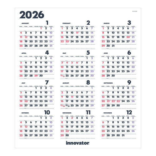 詳細説明【特長】・12ヵ月を一覧できるポスタータイプのカレンダーです。・大きめのサイズなので、オフィスや広めのお部屋にぴったりです。・インテリアのアクセントとしてもおすすめです。・視認性が高いフォントを使用、土曜は紫、日曜祝日は赤で色分けさ...