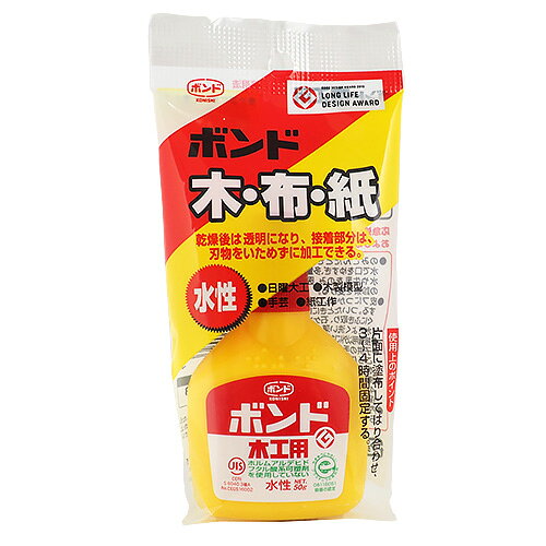 詳細説明【特長】・木、布、紙の接着に。・水性で使いやすく安全。乾燥すると透明になります。・日曜大工、木製模型、手芸、紙工作などの用途にご使用いただけます。【接着できないもの】各種プラスチック、ゴム※耐水性を必要とするものには使用できません。...