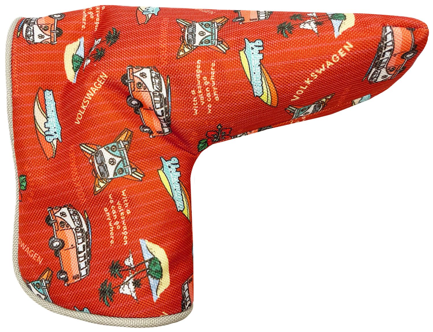 フォルクスワーゲンのT1バスとサーフィンをモチーフにしたデザインが特徴的なパターカバーです（品番：VWPC-5804）。ブレード型とマレット型の両方に対応できるよう設計されています。 素材には耐久性のある合成繊維（ポリエステル）を使用してお...