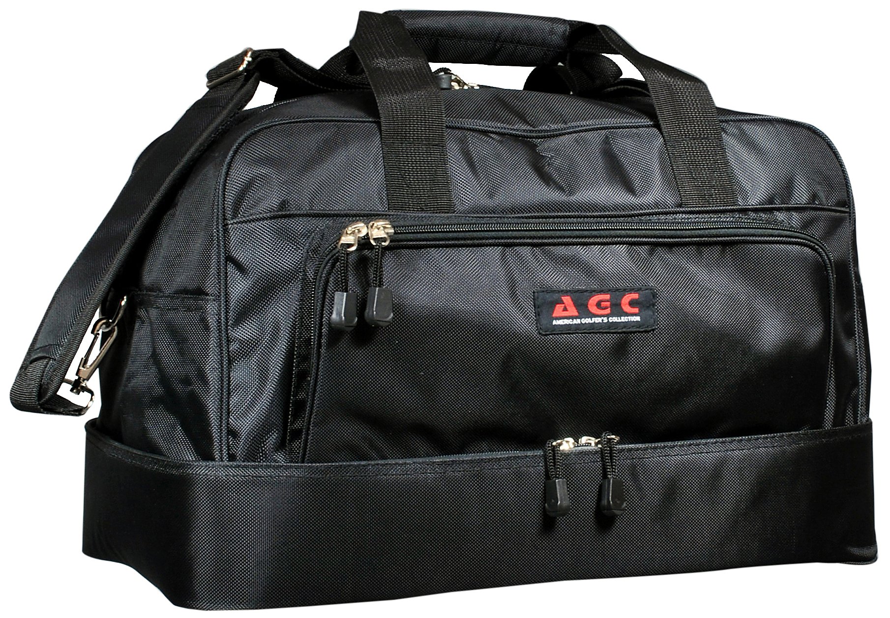 LEZAX(レザックス) AGC 二段式ボストンバッグ ブラック AGBB-1201は、シューズとその他の荷物を分けて収納できる機能的な二段式デザインが特徴のボストンバッグです。 素材には耐久性のある合成繊維（ポリエステル）を使用しており、...