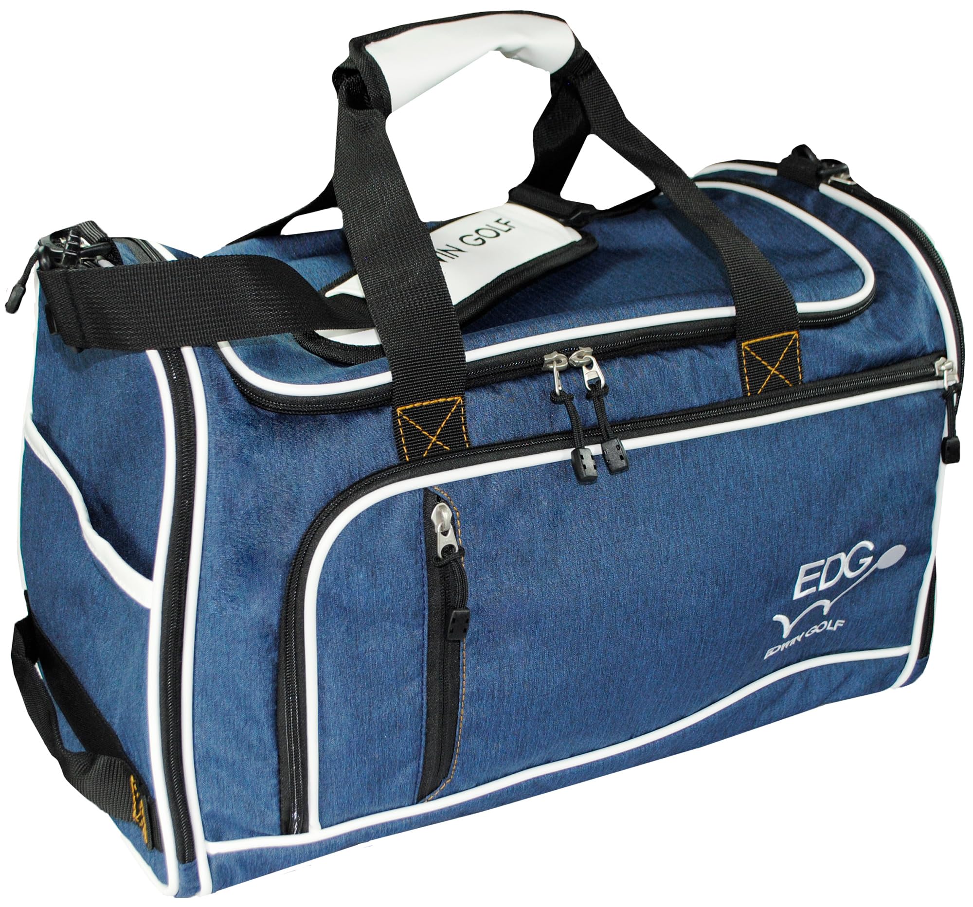 EDWIN GOLFの2WAYボストンバッグ「EDBB-3480」（ネイビー）は、ゴルフシーンから普段使い、旅行まで幅広く活躍する多機能なバッグです。 素材には耐久性に優れた合成繊維（ポリエステル）を使用しており、軽量で持ち運びやすい設計と...