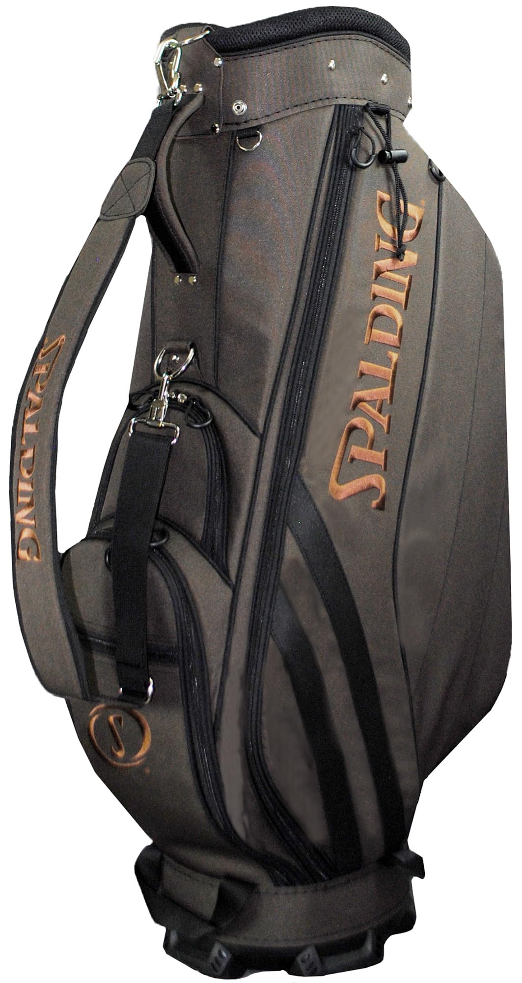 SPALDING（スポルディング）のゴルフ用9.5型キャディバッグ（SPCB-3467、ダークブラウン）は、大容量で機能性に優れたスポーティなモデルです。 このキャディバッグは9.5型の大口径で、47インチの長尺クラブにも対応しており、フル...