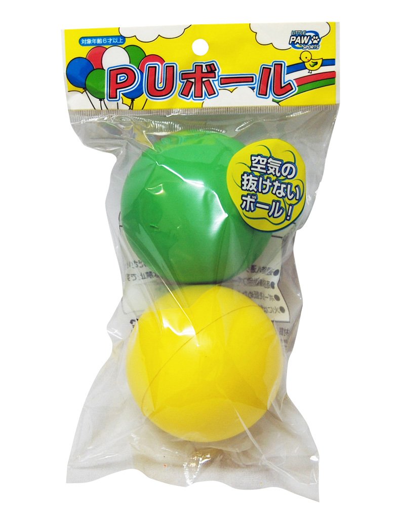 【LEZAX(レザックス) LITTLE PAW SPORTS PUカラーボール 2P LPFS-5756】は、直径72mmのポリウレタン（PU）素材でできた、2個入りのカラーボールセットです。イエローとグリーン、イエローとピンク、グリーン...