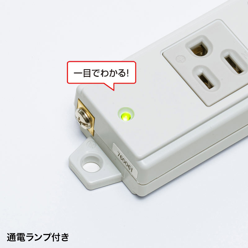 ・4個口（3P）、VCTFコード仕様、3Pプラグ（絶縁キャップ付き・L型）のタップです。・電源状態が確認できる通電ランプ付きです。・裏面にマグネットが付いているので、スチールのデスクなどに仮固定することができます。メンテナンスがしやすく便利...