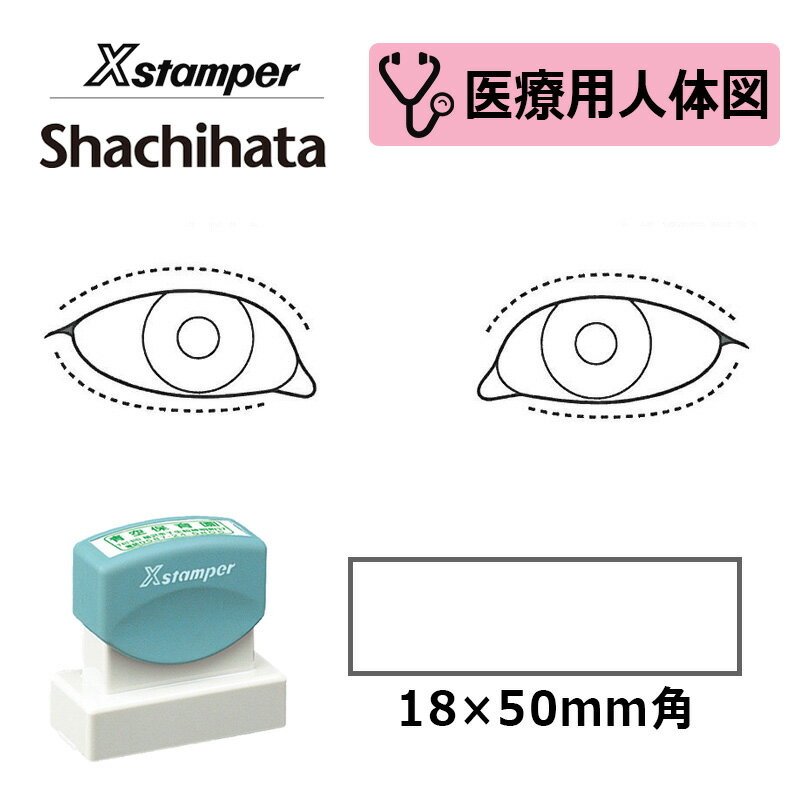 シャチハタ 医療用人体図 Xスタンパー（眼2）角型印 1850号 ( 印面サイズ:18×50mm ) 特徴 カルテや検査書類などへ医療専門のイラストや用語の筆記記入は、時間がかかり大変なものです。 医療専門のイラストや用語を多彩に揃えたXス...