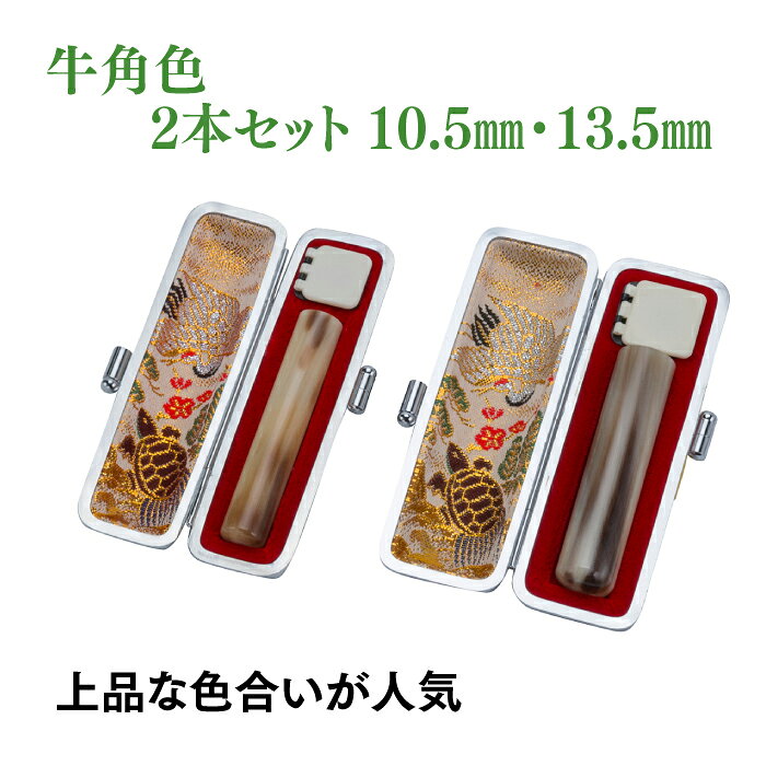 Item Information 説明 認め印サイズ10.5mmと銀行印サイズの13.5mm　牛角色の2本セット 一番の特徴としては独特な斑模様。個体差により色味や斑の模様もすべて違います。 一見すると印材の頭の部分に傷の様に見えるこれが芯...