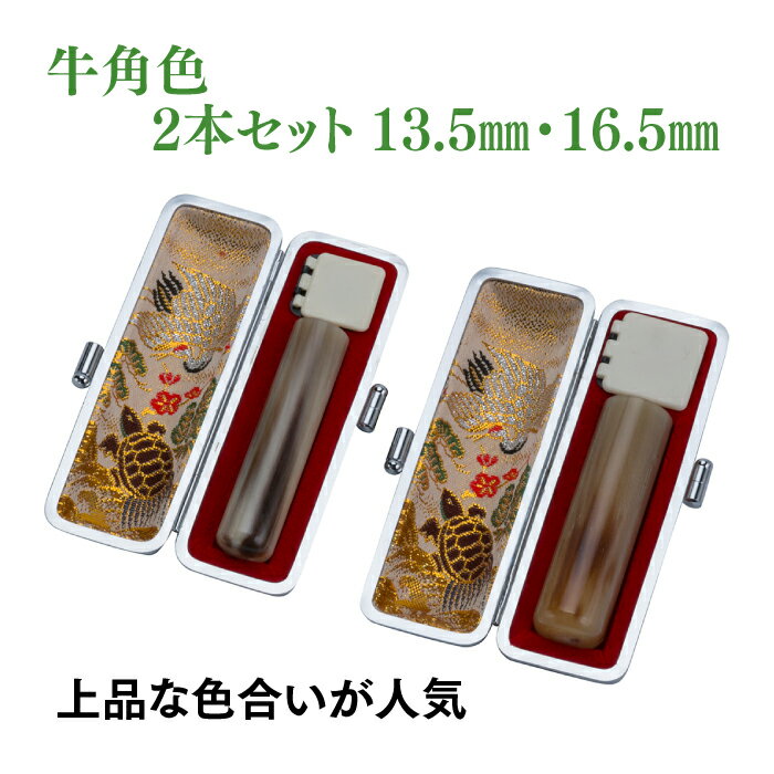 Item Information 説明 銀行印サイズ13.5mmと実印サイズの16.5mm　牛角色の2本セット 一番の特徴としては独特な斑模様。個体差により色味や斑の模様もすべて違います。 一見すると印材の頭の部分に傷の様に見えるこれが芯で...