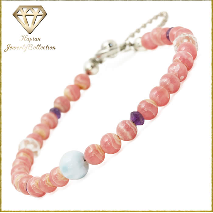 ブレスレット レディース 天然石 パワーストーン インカローズ ラリマー 婚活 恋愛運 アクセサリー きれいめ かわいい 人気 激安 プレゼント ギフト ピンク ブルー ロードクロサイト カリブの宝石の別名を持つ天然石ラリマーと、引き寄せの...