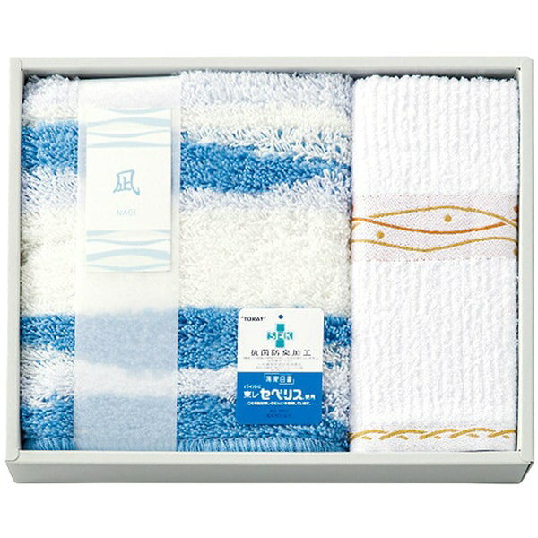 ●商品名/凪 バスマット フェイスタオル 94660●商品内容/バスマット(約40×55cm)・フェイスタオル(約34×82cm)×各1●箱サイズ/約31×25×6cm●重量/約480g●素材/(バスマット)アクリル100％、(フェイスタオ...